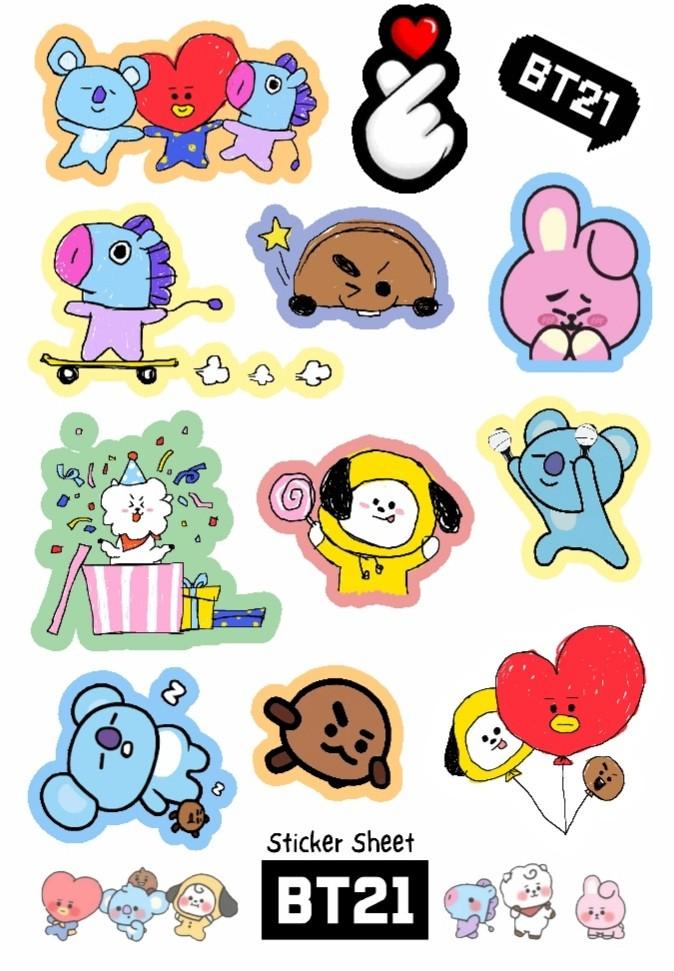 BT21 Sticker Sheet | Line Friends | BTS, Hobbies & Toys, Stationary ...