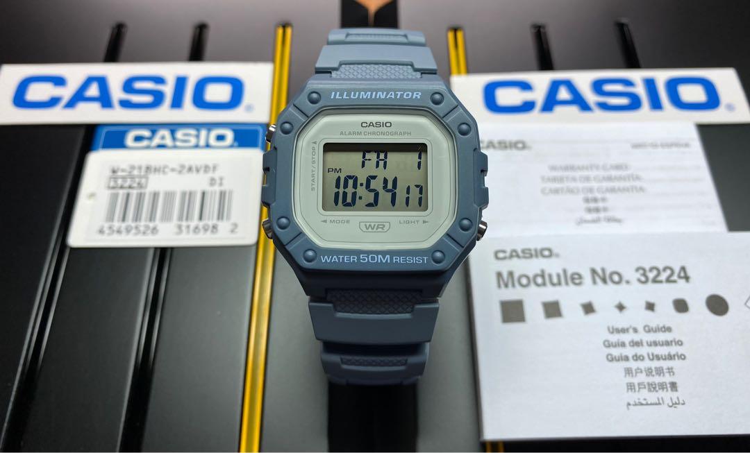 Casio Illuminator W-218HC-2A Digital Quartz W218HC-2A Denim Blue W218 ...