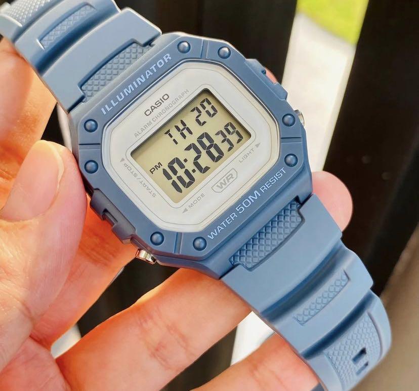Casio Illuminator W-218HC-2A Digital Quartz W218HC-2A Denim Blue W218 ...