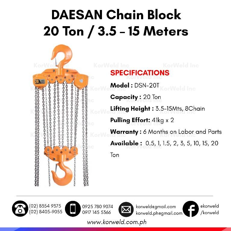 Chain Block 20 Tons, Commercial & Industrial, Construction Tools ...