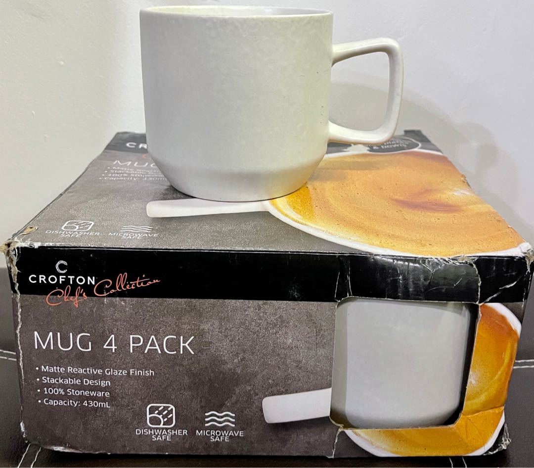 Crofton Stoneware Mug (430ml) - 4 pcs, Furniture & Home Living ...
