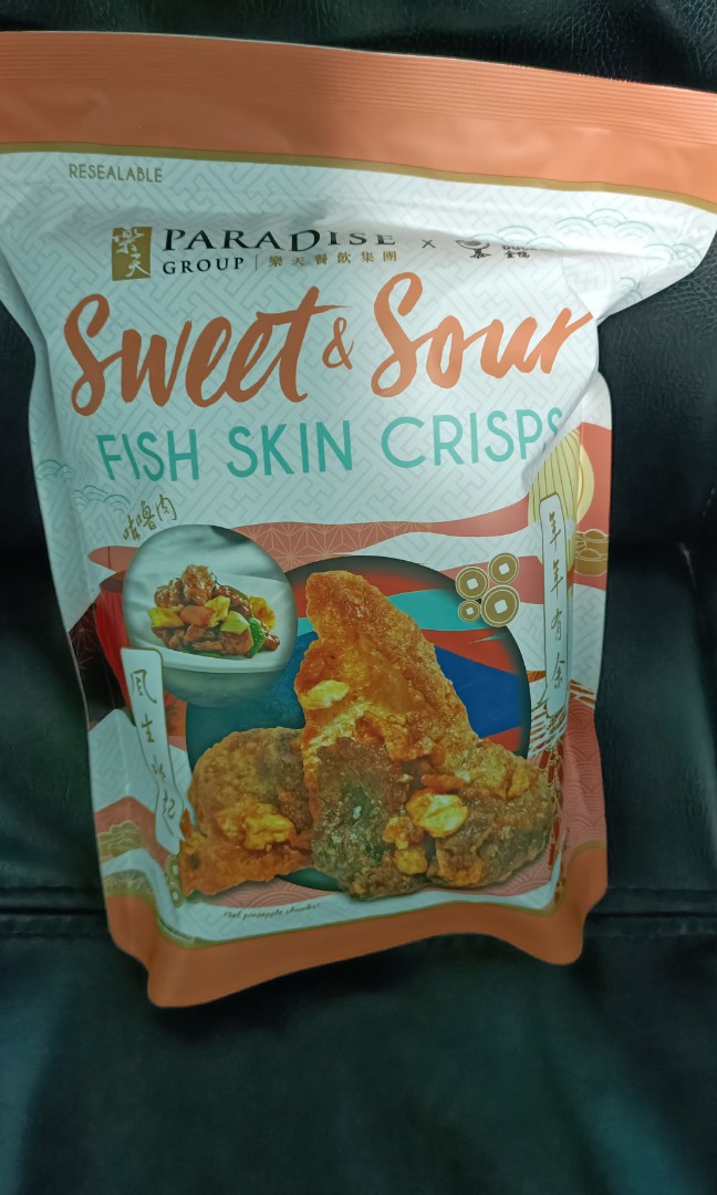 (1 set 5 Packets) Fish Skin Crisps: Sweet & Sour (Golden Duck), Food ...