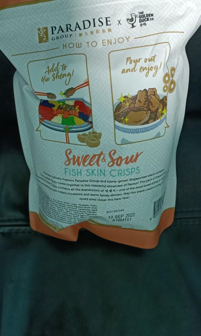 (1 set 5 Packets) Fish Skin Crisps: Sweet & Sour (Golden Duck), Food ...