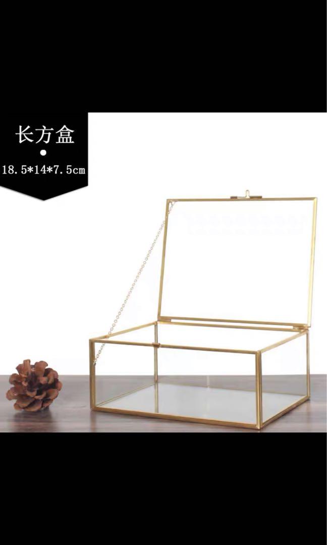 Gold Framed Rectangle Glass Box Wedding Decor Props Display Reception ...