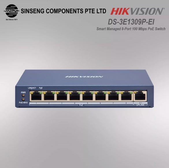 Hikvision 8 Port Smart PoE Switch [Managed 8-Port + 1x Gigabit Network ...