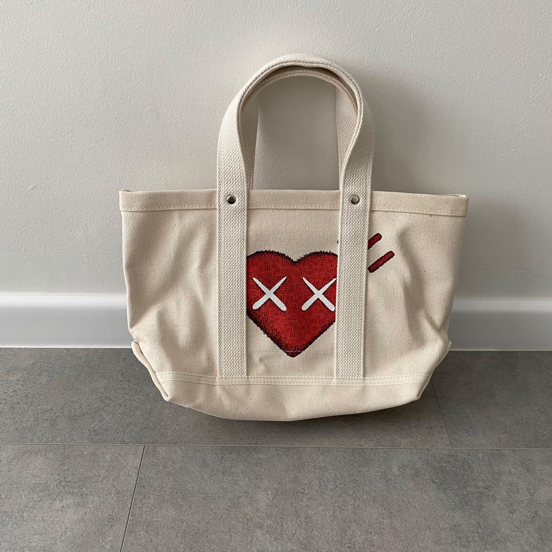 Human Made x KAWS heart tote bag small, Women's Fashion, Bags & Wallets ...