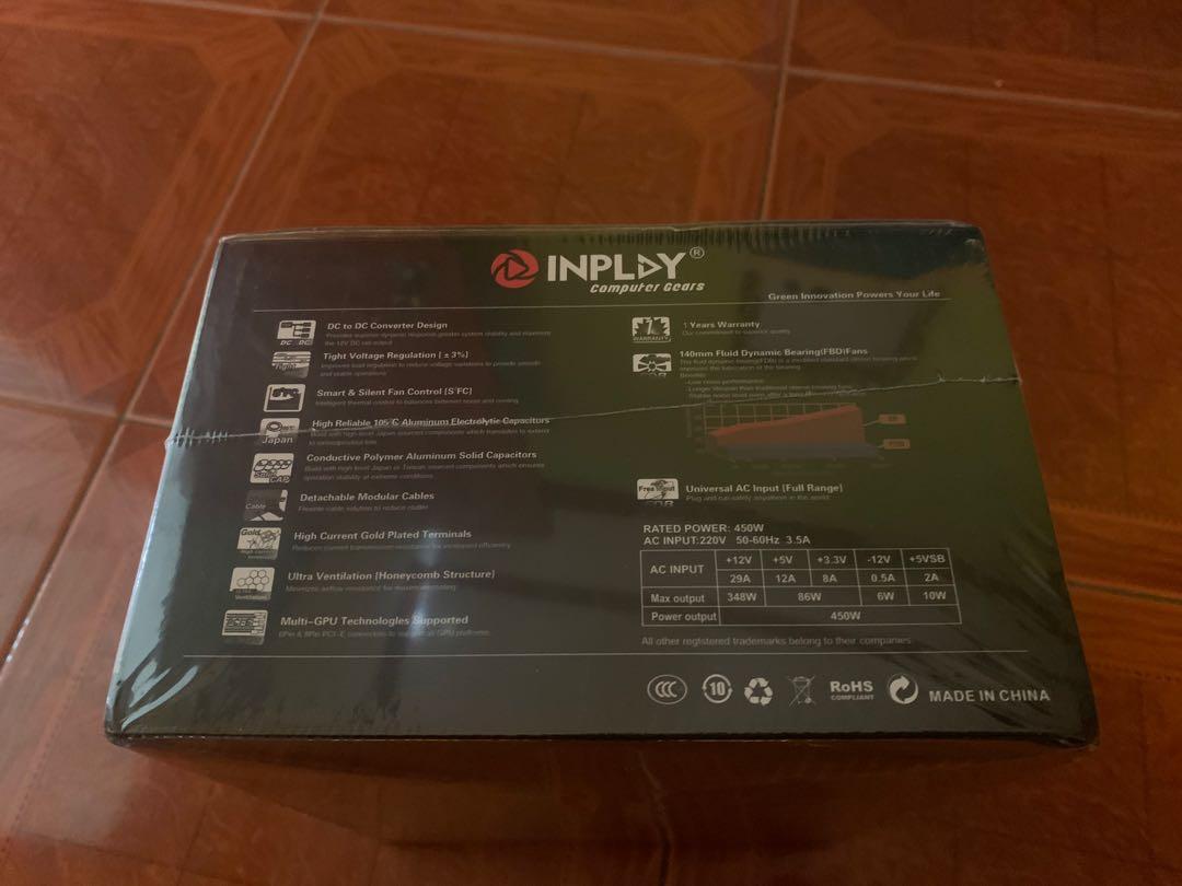 INPLAY GS450PRO 450WATTS, 80+ BRONZE TRUE-RATED POWER SUPPLY UNIT/ PSU ...