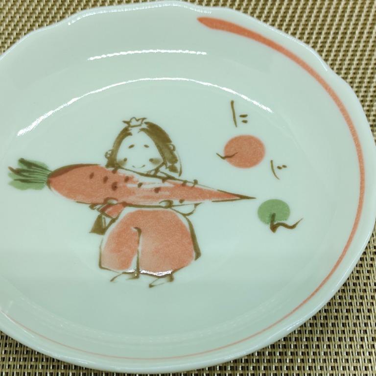 Japanese Saucers with Painted Character and Veggies , 3-pc set ...
