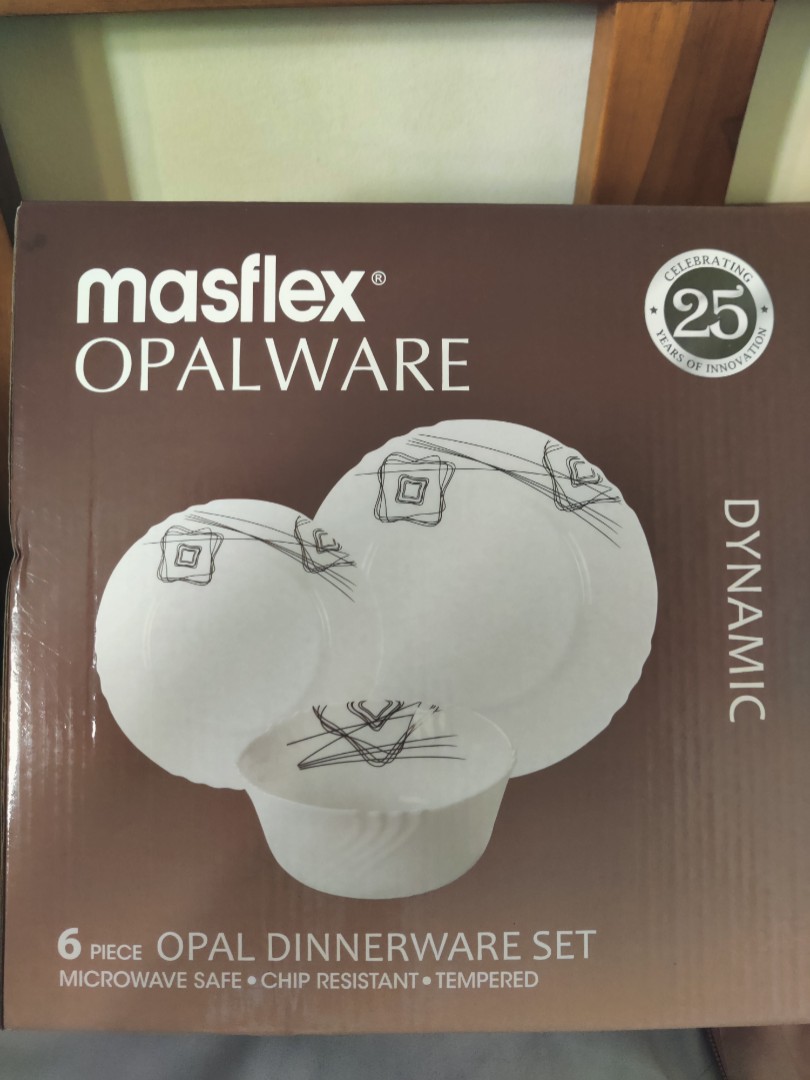 MASFLEX 6pc Opal Dinnerware Set, Furniture & Home Living, Kitchenware ...