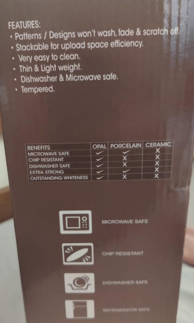 MASFLEX 6pc Opal Dinnerware Set, Furniture & Home Living, Kitchenware ...