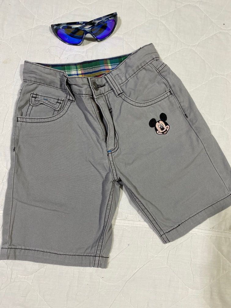Mickey mouse gray short, Babies & Kids, Babies & Kids Fashion on Carousell