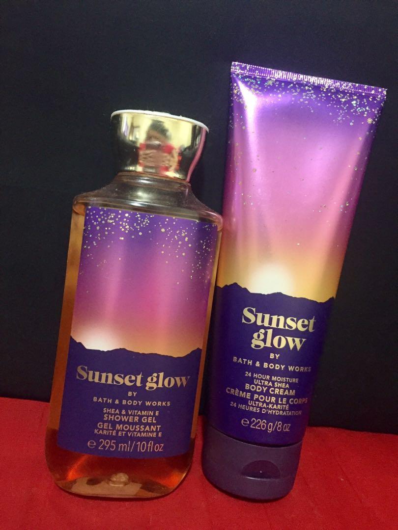 ORIGINAL BATH AND BODY WORKS BUNDLE SET SUNSET GLOW SHOWER GEL & BODY ...