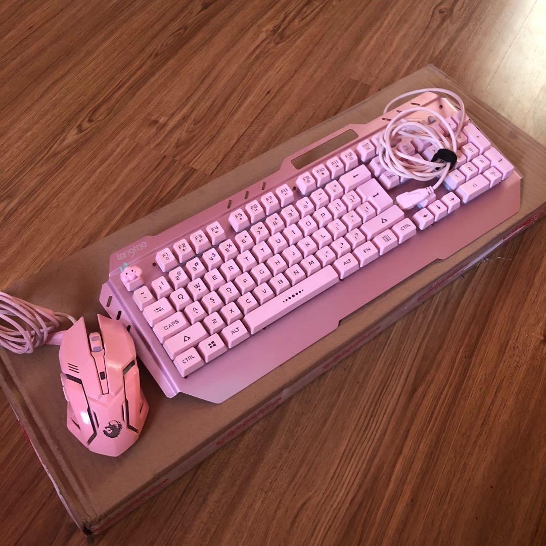 PRELOVED - PINK KEYBOARD AND MOUSE SET, Computers & Tech, Parts & Accessories, Computer Keyboard ...