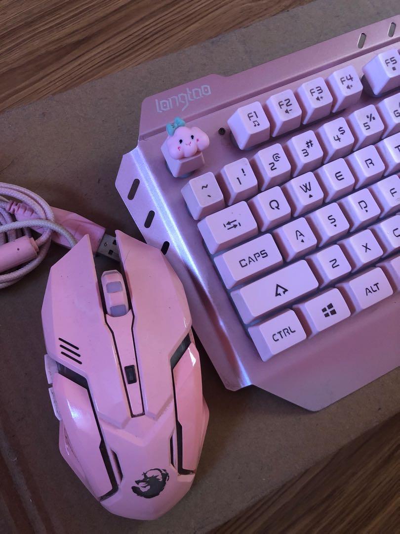 PRELOVED - PINK KEYBOARD AND MOUSE SET, Computers & Tech, Parts ...