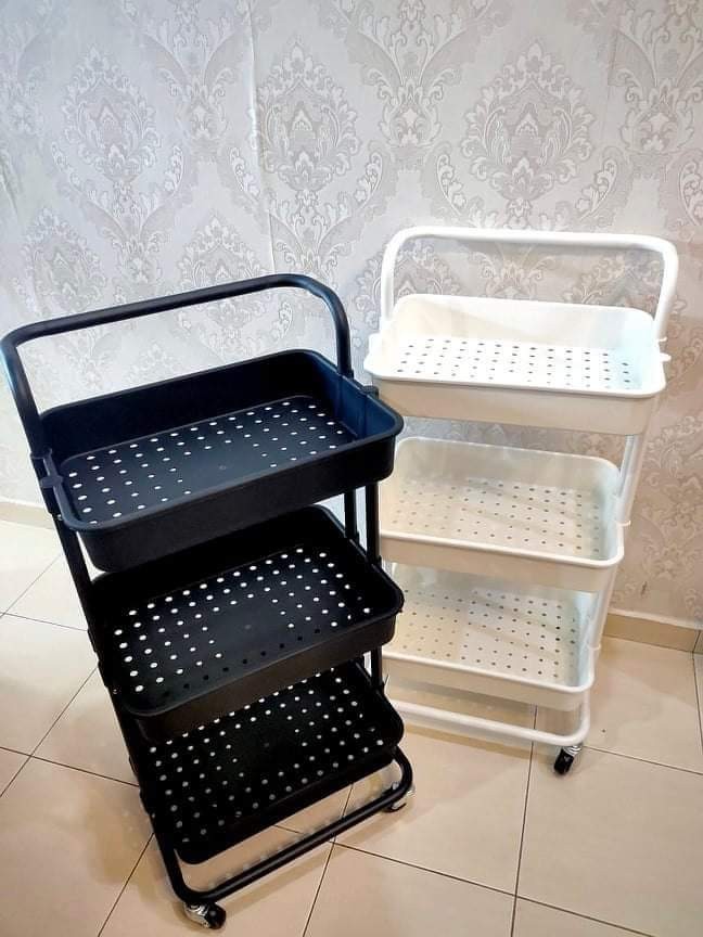 Rak Troli 3 Tingkat Troli Rak Trolley Rack Storage, Furniture & Home ...