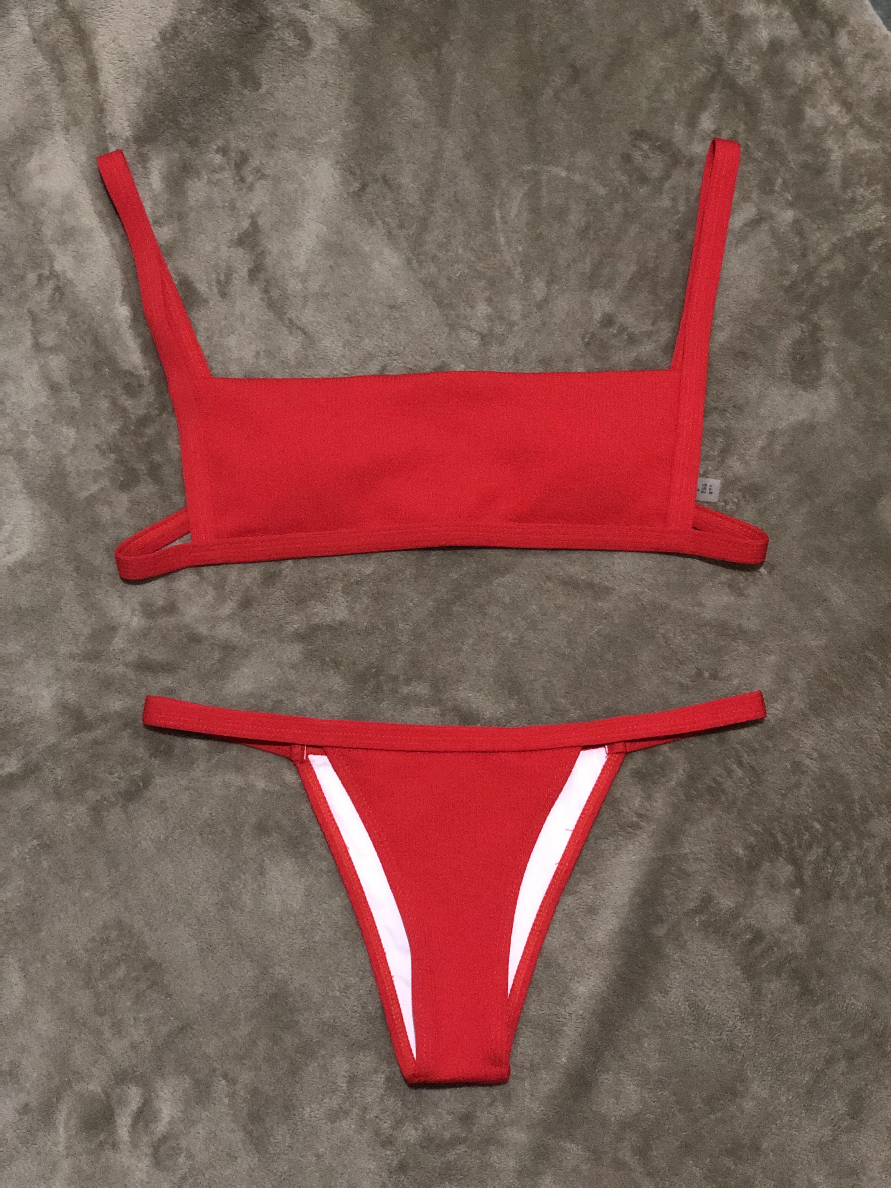 Red bikini, Women's Fashion, Swimwear, Bikinis & Swimsuits on Carousell