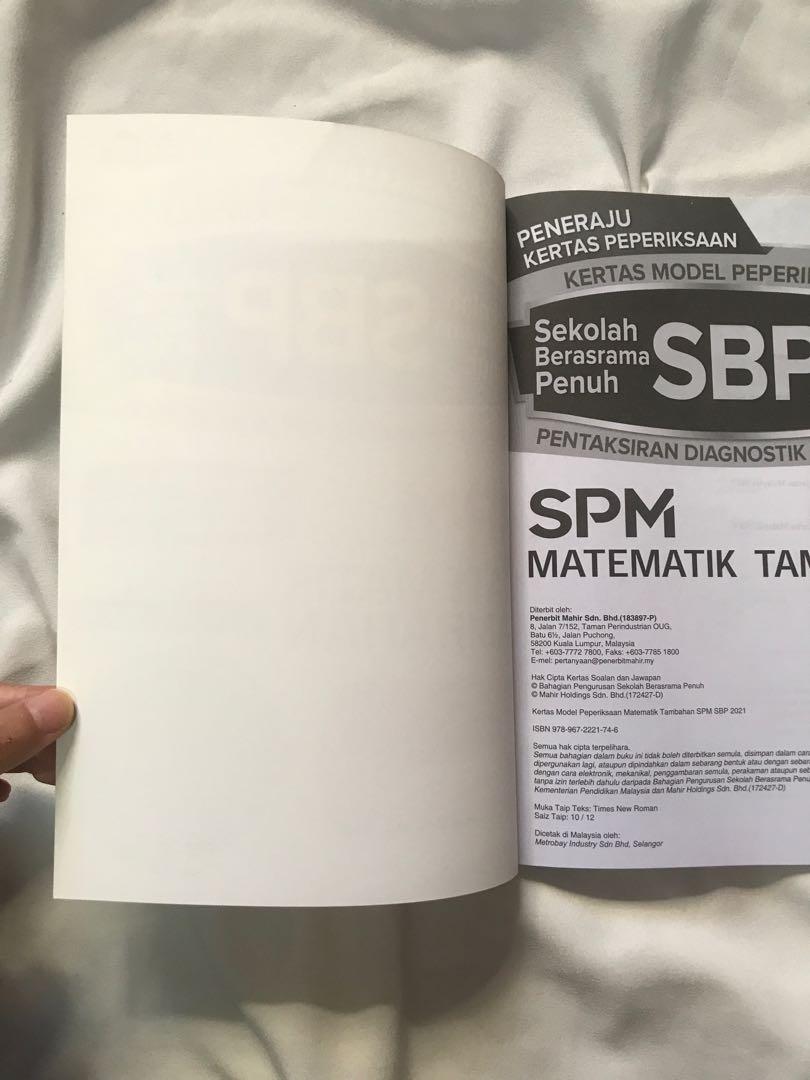 SPM SBP Matematik Tambahan Exercise Book, Hobbies & Toys, Books ...