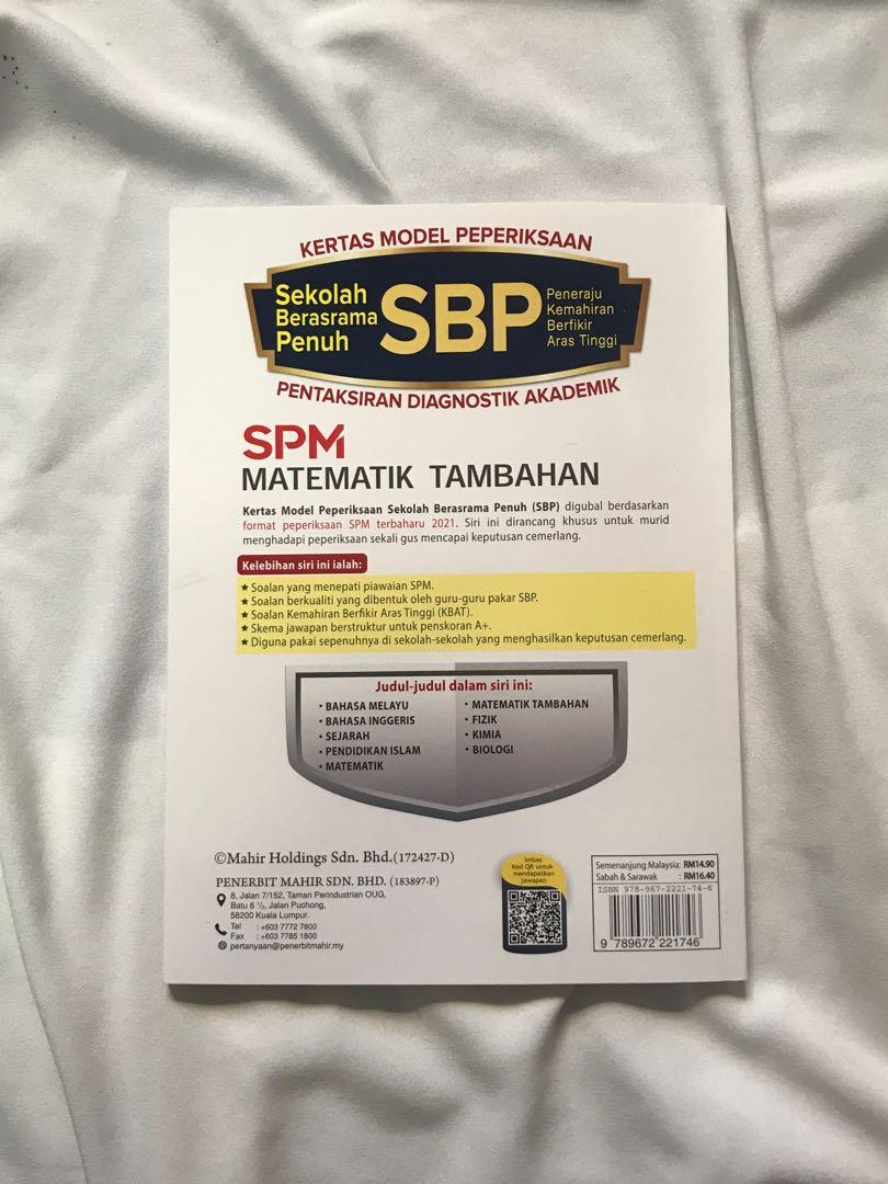 SPM SBP Matematik Tambahan Exercise Book, Hobbies & Toys, Books ...