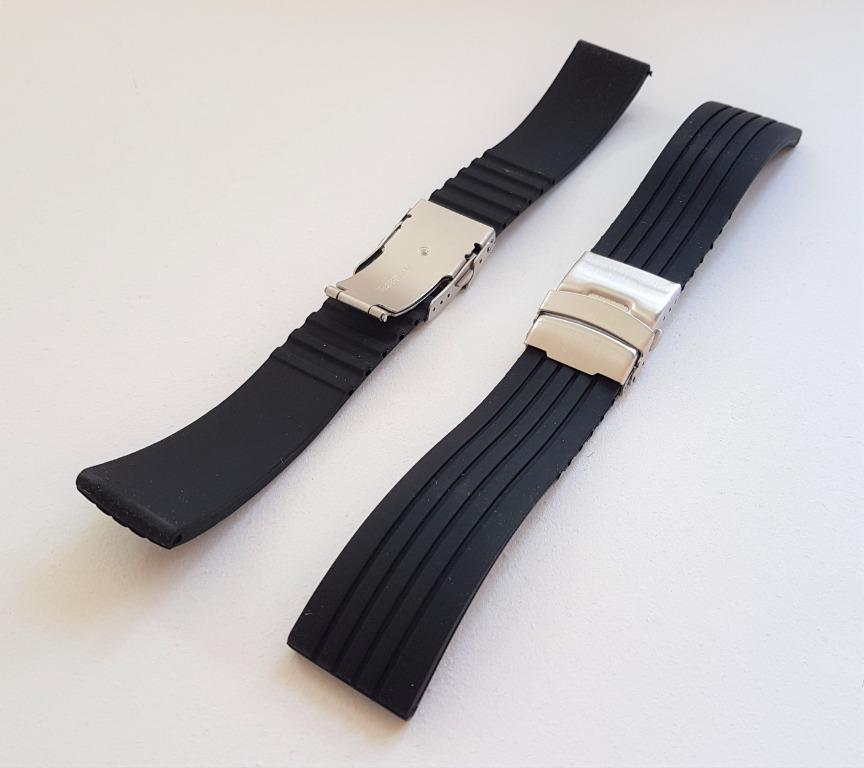 Versatile 20mm, 22mm, 24mm Watch Band, Waterproof Black Silicon Rubber ...