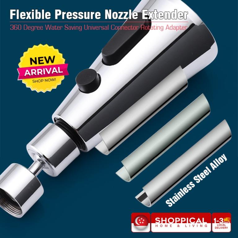 360 Degree Flexible Pressure Nozzle Extender Faucet Tap Water Saving ...