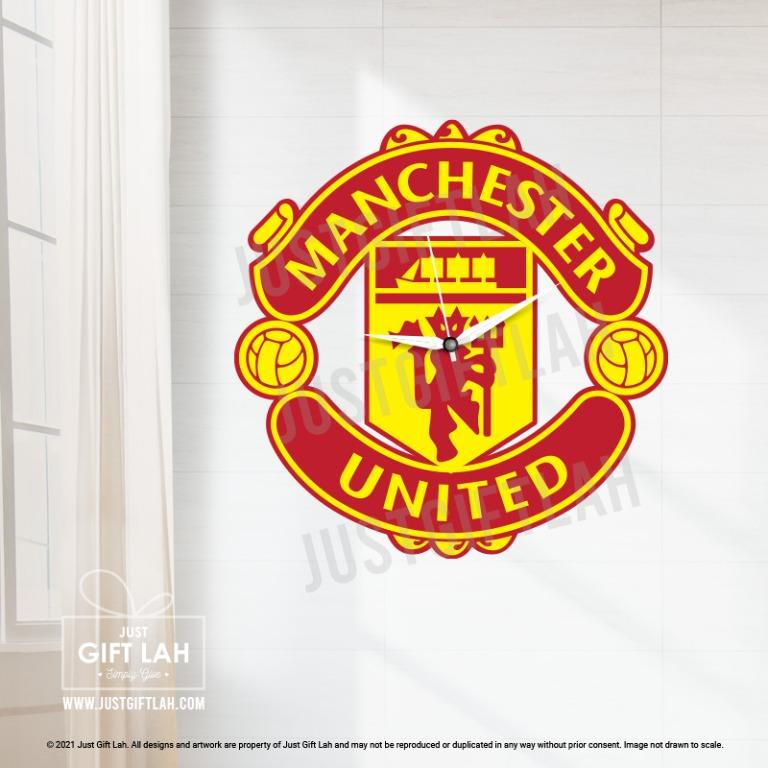 3D Manchester United Logo Wall Clock, Furniture & Home Living, Home ...