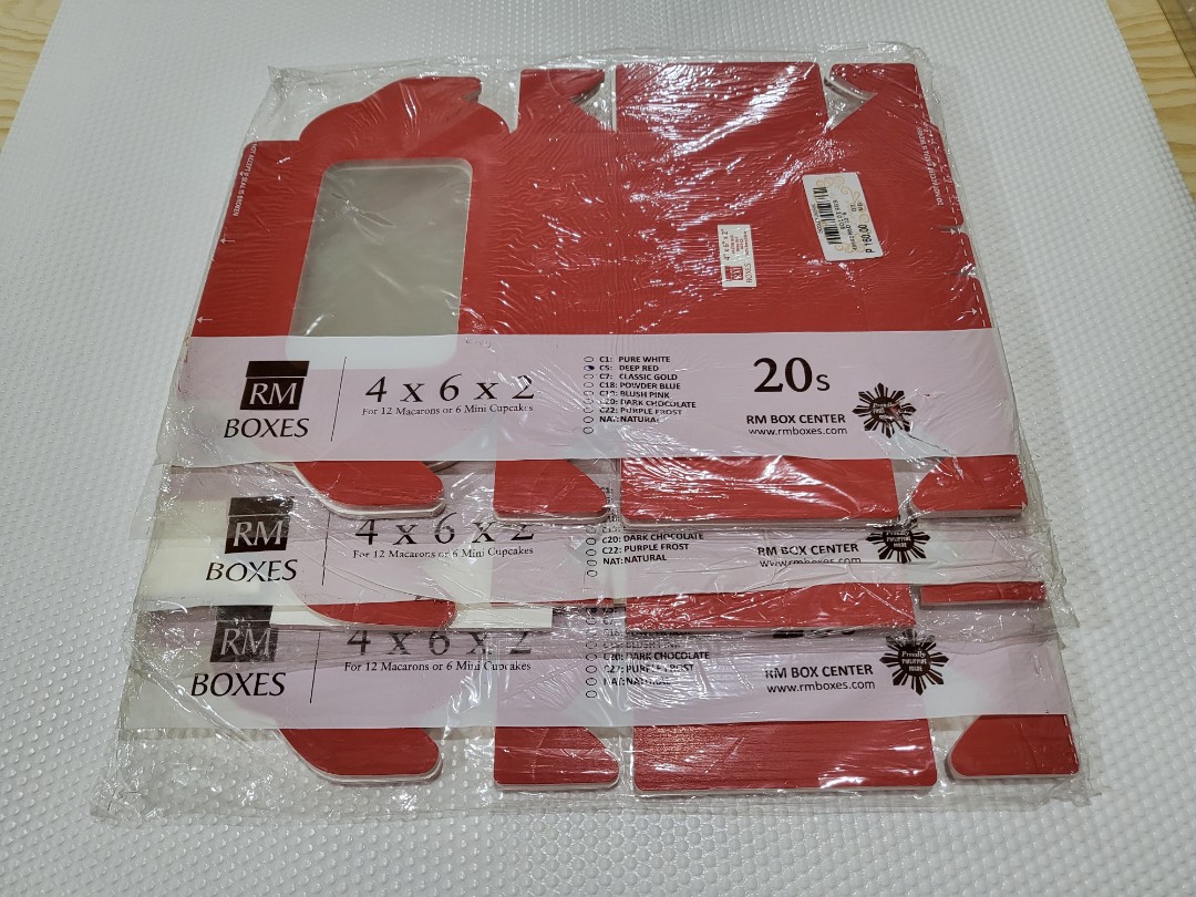 60 pcs. 4"x6"x2" RM Boxes Red Pastry Box, Furniture & Home Living ...