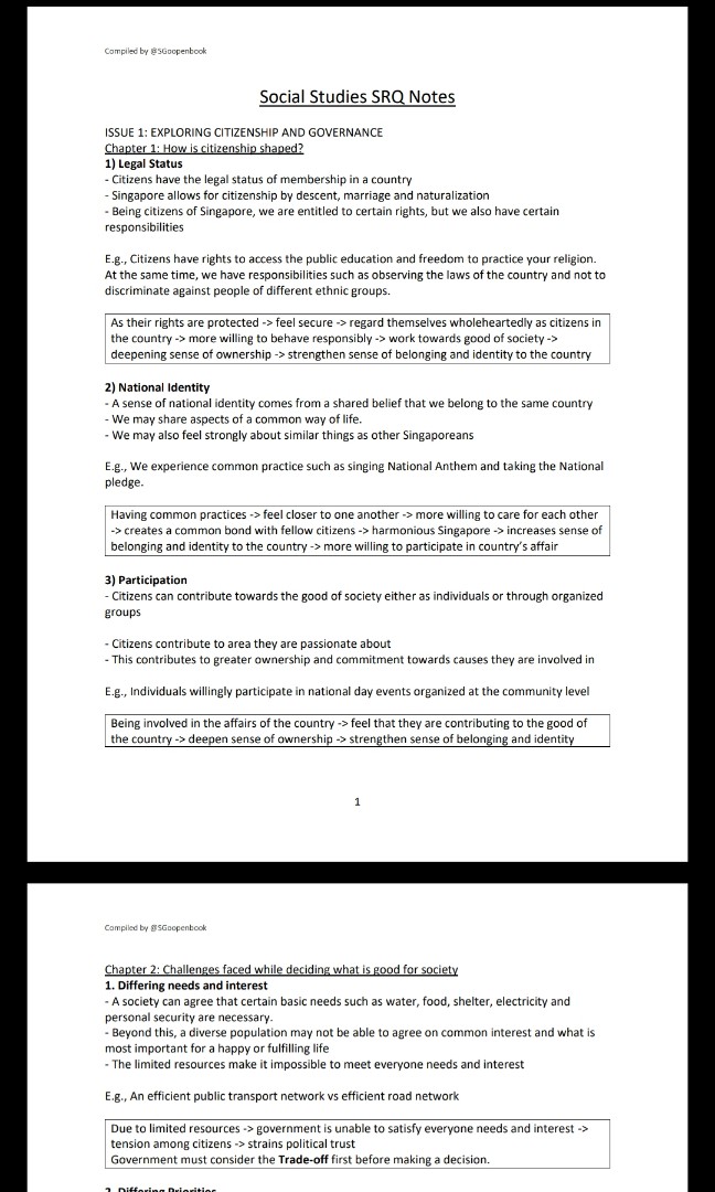 A1 Social Studies O/N Levels SRQ Notes, Hobbies & Toys, Books ...