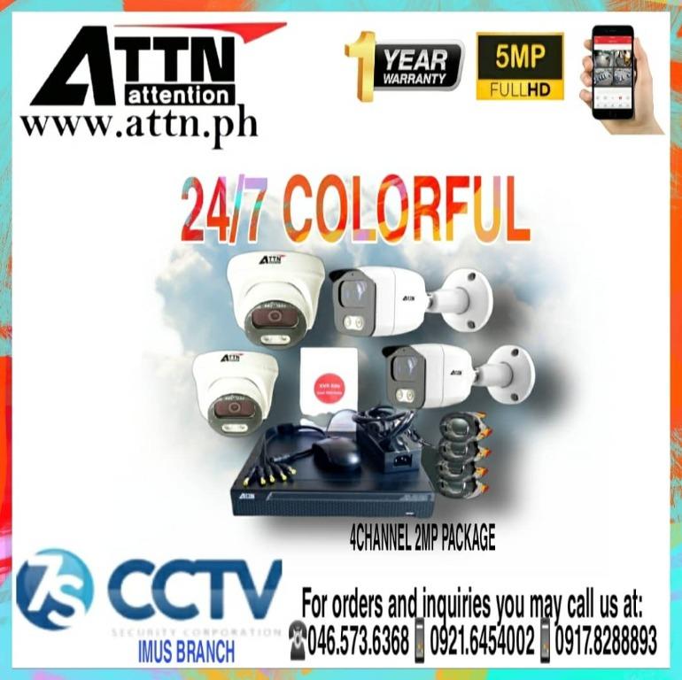ATTN 4CH 5MP 24/7 FULL COLOR CCTV PACKAGE, Furniture & Home Living ...
