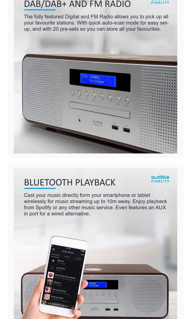 AUDIBLE FIDELITY Complete Hi-Fi DAB/DAB+ Stereo System CD Player With ...