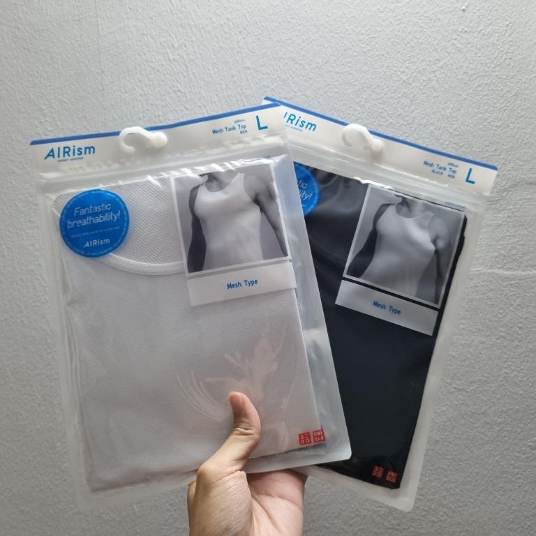 BRAND NEW in package (bought from shop) - Uniqlo MEN AIRism Mesh Tank Top L size, 2 black ...