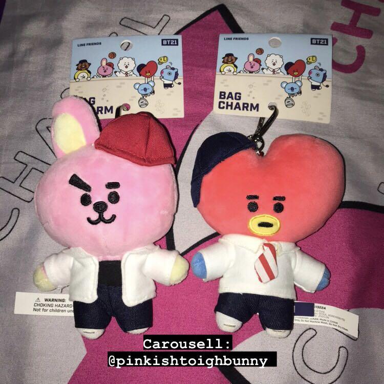 BT21 Bag charm (TATA and Cooky), Hobbies & Toys, Memorabilia & Collectibles, K-Wave on Carousell