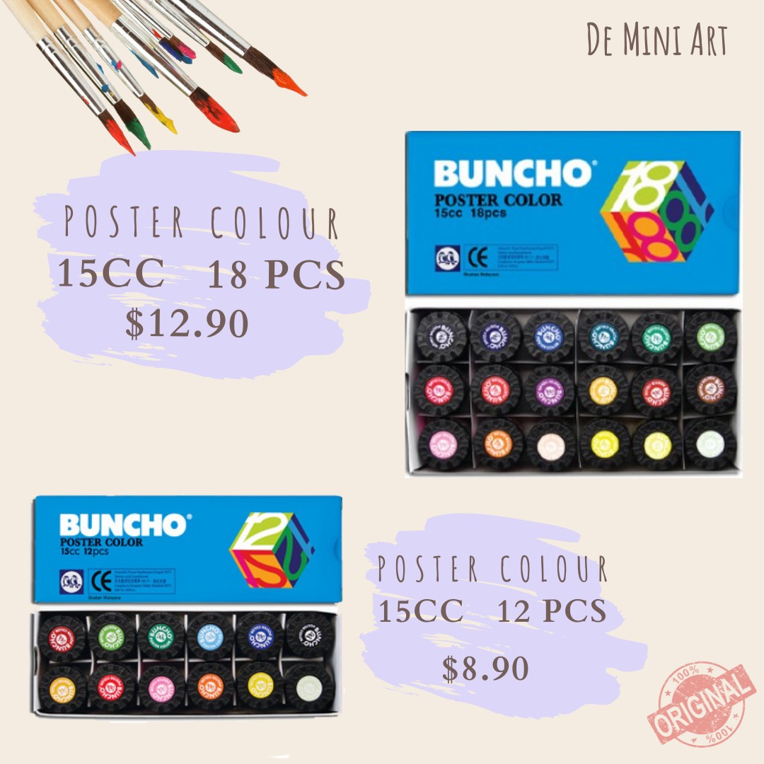 Buncho poster color paint 12 colors/18 colours, Hobbies & Toys ...
