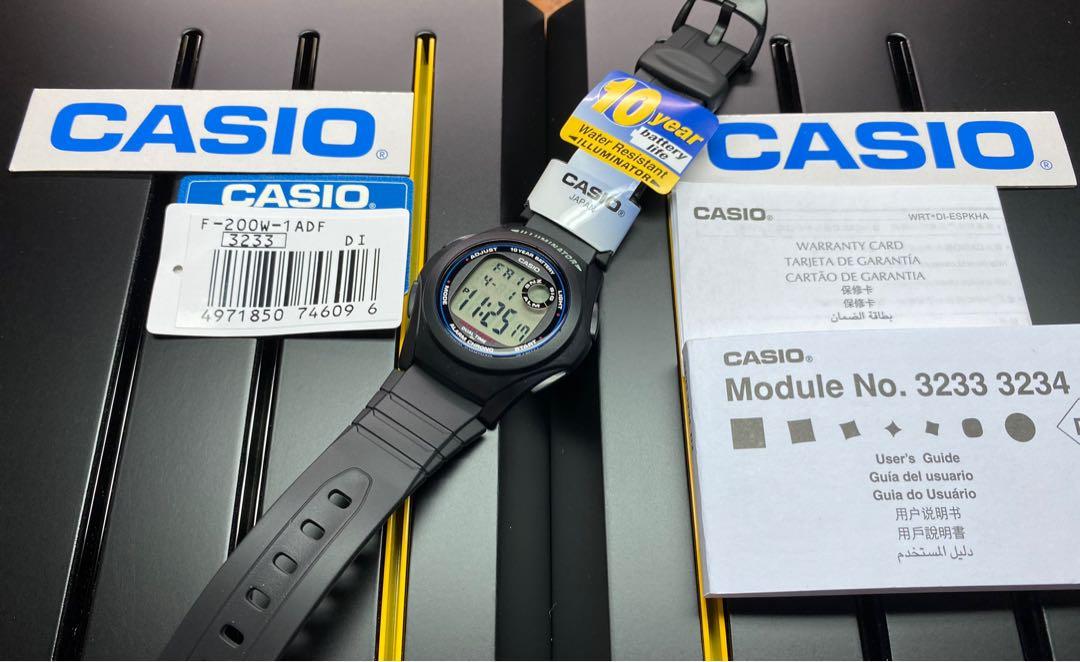 Casio Illuminator F-200W-1A Digital Quartz F200W-1A Black F200 Brand ...