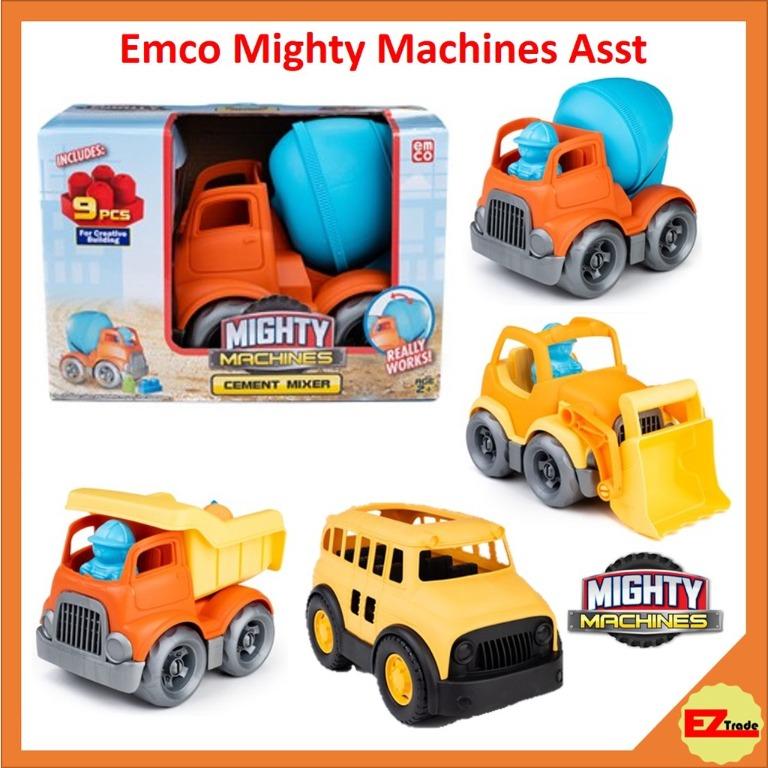 Emco Mighty Machines vehicles - Cement Mixer, Loader, School Bus, Dump ...