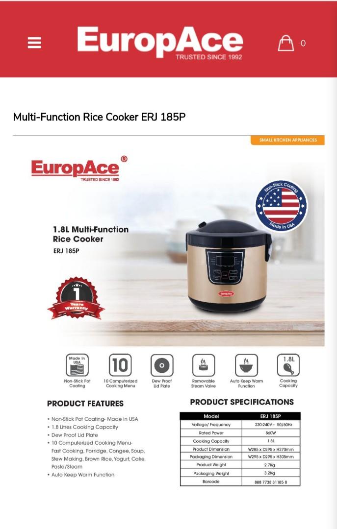 Euro Ace multi purpose rice cooker, TV & Home Appliances, Kitchen ...