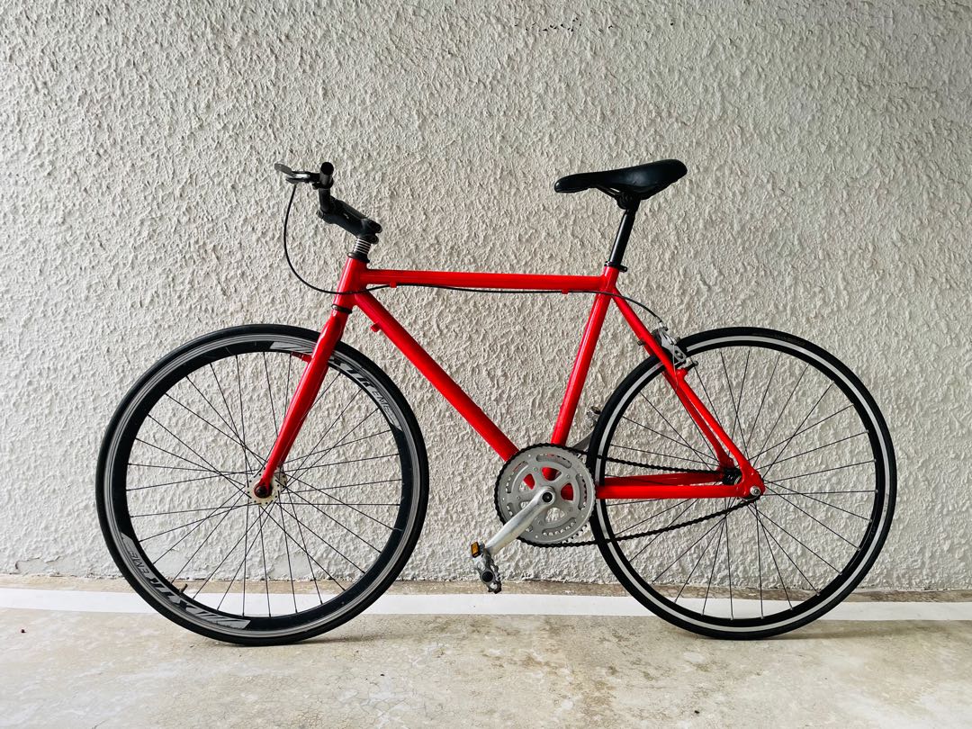 Aluminum Fixie Roadbike Gravelbike MTB in Bright Red, Sports Equipment ...