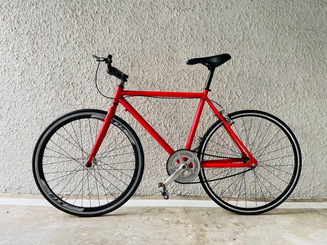 Aluminum Fixie Roadbike Gravelbike MTB in Bright Red, Sports Equipment ...
