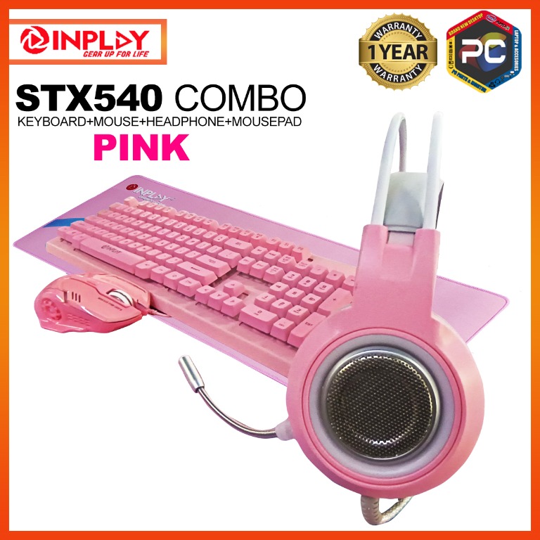 INPLAY 4 IN 1 PERIPHERALS COMBO STX540 / PINK, Computers & Tech, Parts ...