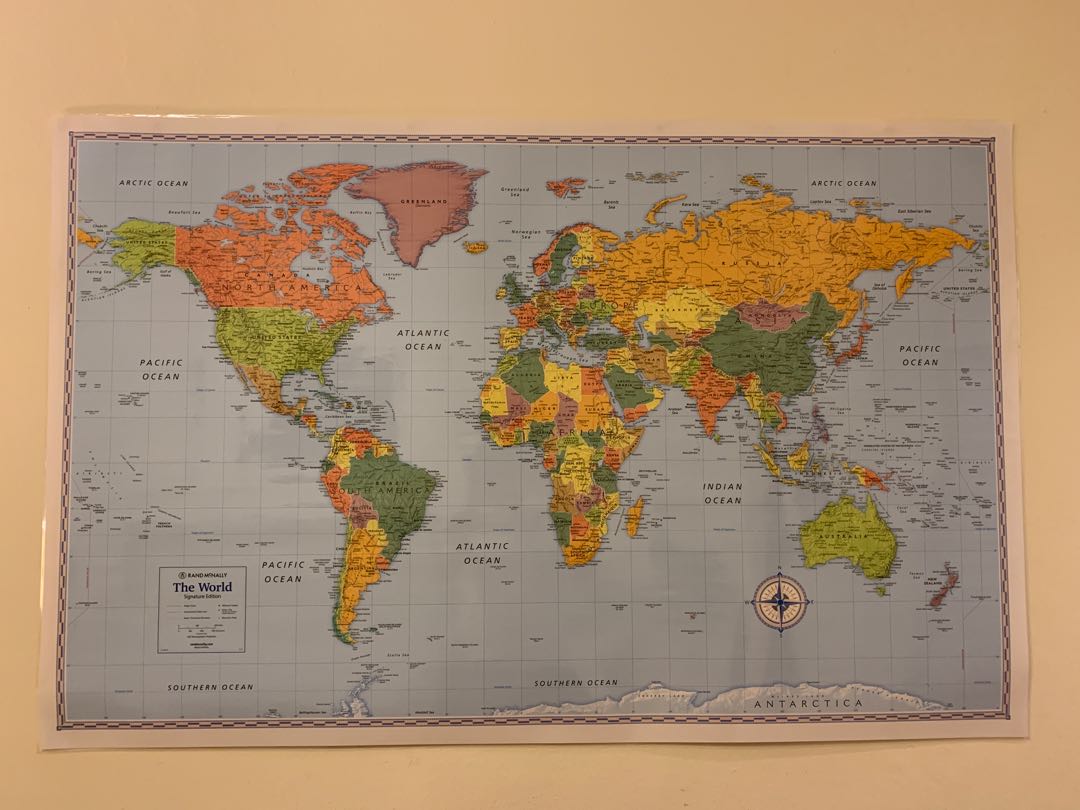 Large world map, Furniture & Home Living, Home Decor, Frames & Pictures ...