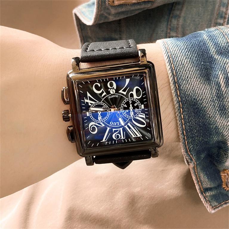 Men's Luxury Square Big Dial Design Watches, Men's Fashion, Watches ...