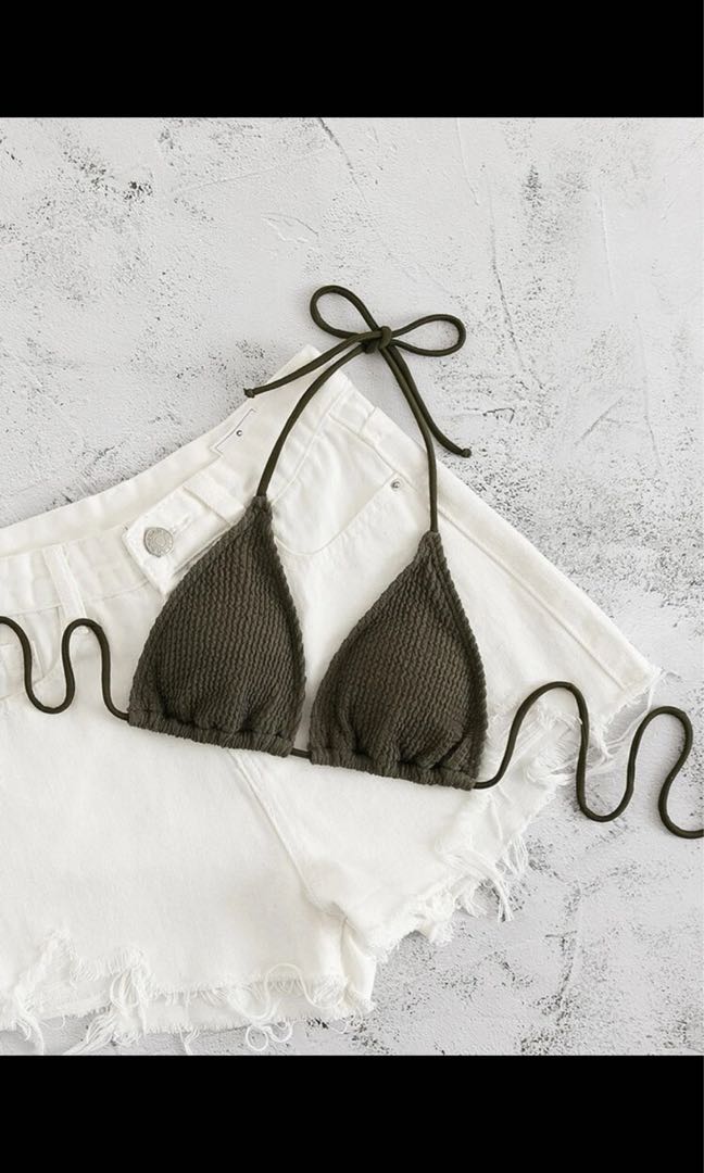 Olive bikini top, Women's Fashion, Swimwear, Bikinis & Swimsuits on Carousell