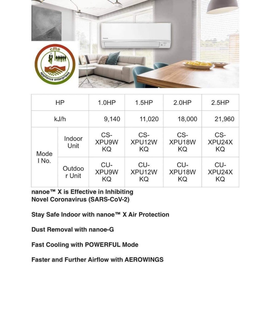 PANASONIC DELUXE SPLIT TYPE INVERTER, TV & Home Appliances, Air ...