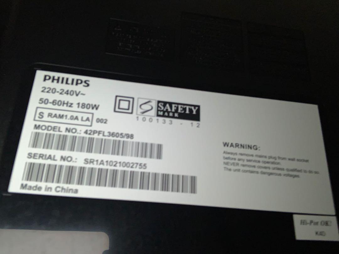 Philips 42 Inch TV (42PFL3605), TV & Home Appliances, TV ...
