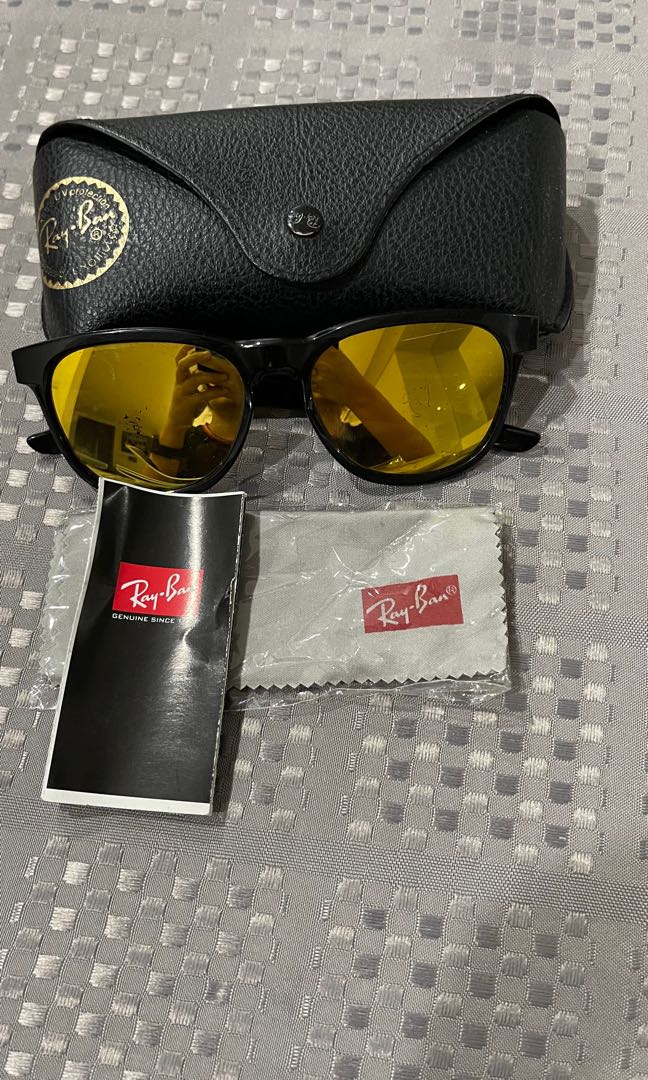 Ray Ban Yellow Tinted Sunglasses, Men's Fashion, Watches & Accessories ...