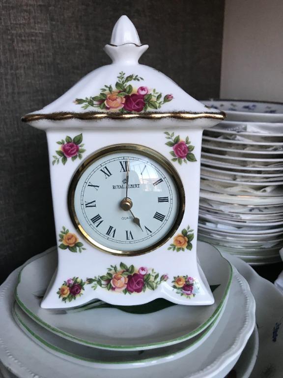 Royal Albert Old Country Roses Mantle Clock, Furniture & Home Living ...