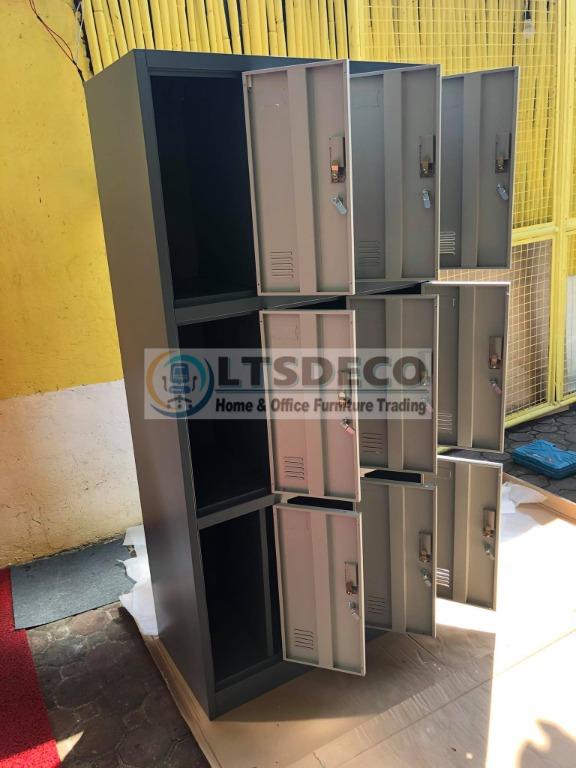 9 door - steel locker, two tone color with lock, filing cabinet and ...