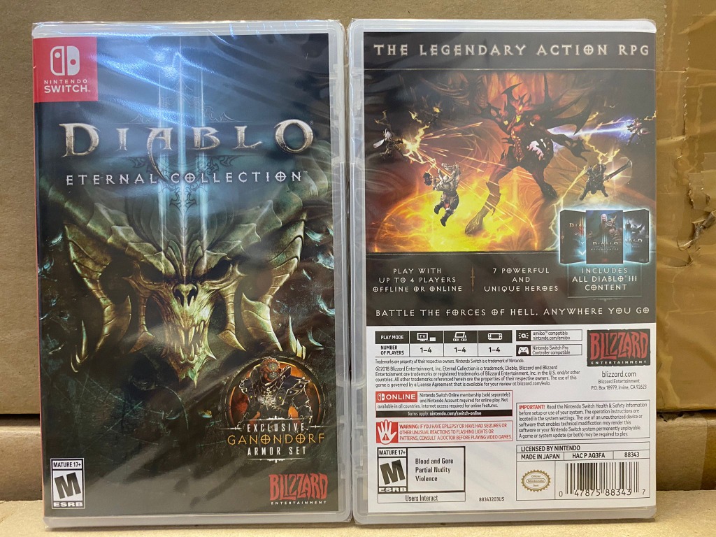 (全新送DLC) NS Switch Diablo 3 III Eternal Collection 暗黑破壞神 3：永恆之戰版 (美版, 中文/ 英文版), 電子遊戲, 遊戲機配件, 遊戲 ...