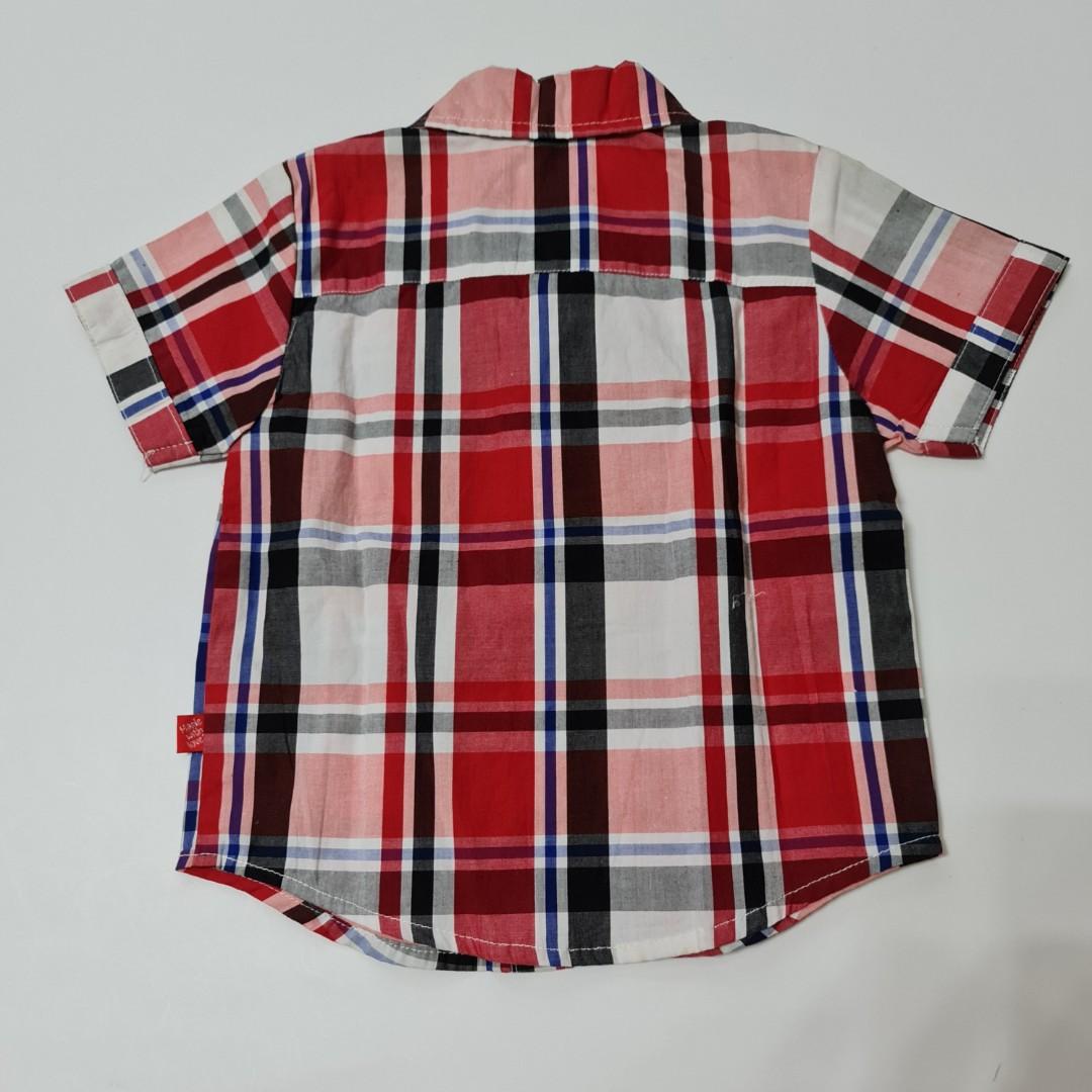 BIG & SMALL Red Checkered Polo, Babies & Kids, Babies & Kids Fashion on ...