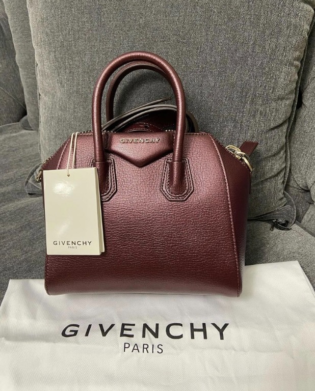 Brand New Givenchy Mini Antigona Calf Skin Wine, Luxury, Bags & Wallets ...