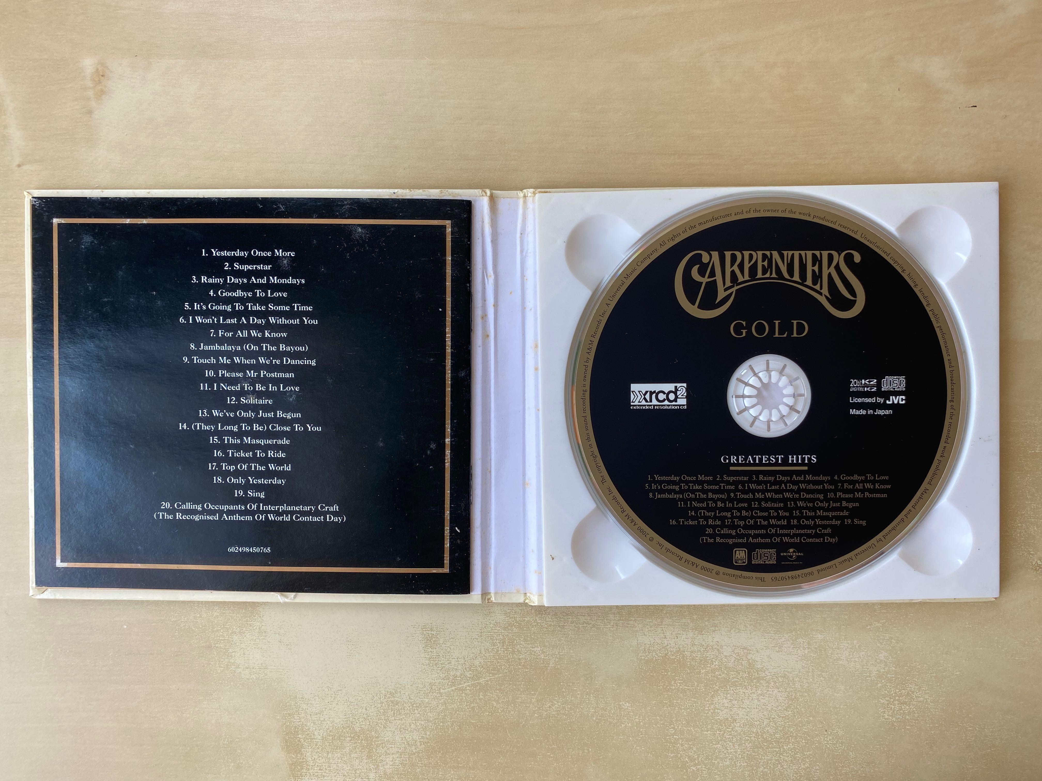 CD丨Carpenters – Carpenters Gold Greatest Hits (XRCD), 興趣及遊戲, 音樂、樂器 & 配件 ...